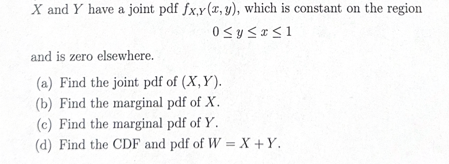 Solved x ﻿and Y ﻿have a joint pdf fx,Y(x,y), ﻿which is | Chegg.com