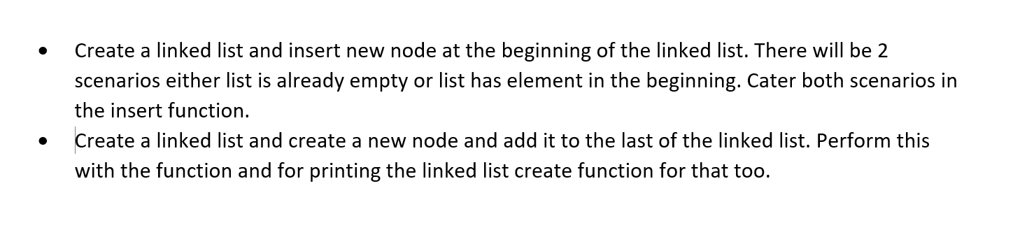 Solved Create a linked list and insert new node at the | Chegg.com