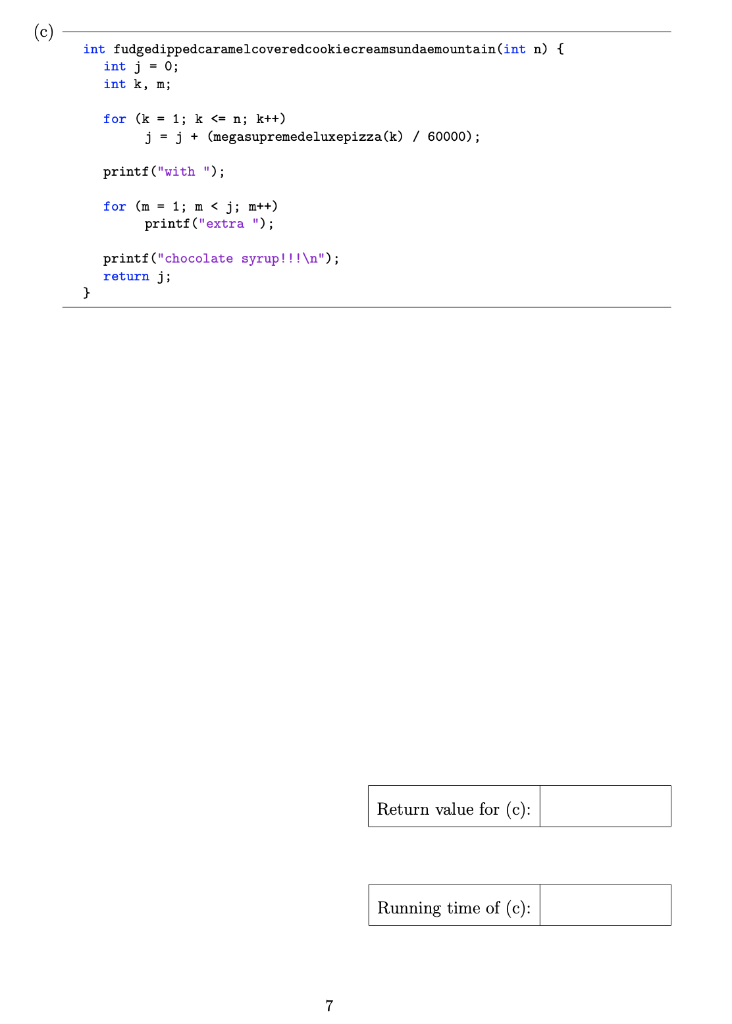 Solved (24 points) For each C function below, give the | Chegg.com