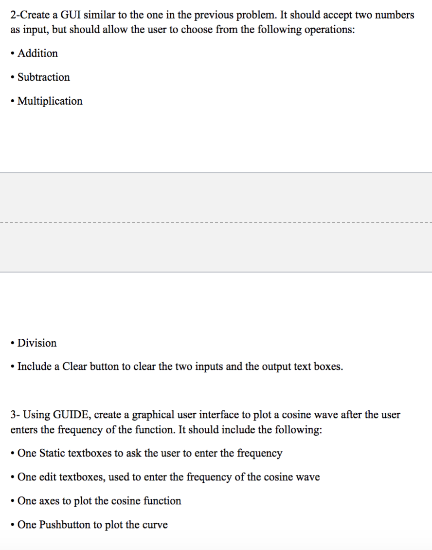 2-Create a GUI similar to the one in the previous | Chegg.com