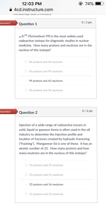 Solved @ 74%.). 12:03 PM a 4cd.instructure.com ncorrect 0/2 | Chegg.com