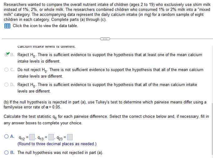 Solved Researchers wanted to compare the overall nutrient | Chegg.com