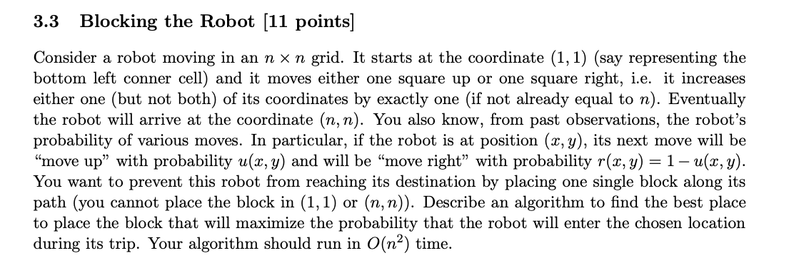 Solved 3.3 ﻿Blocking the Robot [11 ﻿points]Consider a robot | Chegg.com