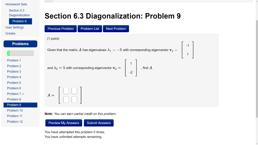 Solved Homework Sets Section 6.3 Diagonalization Problem 8 | Chegg.com
