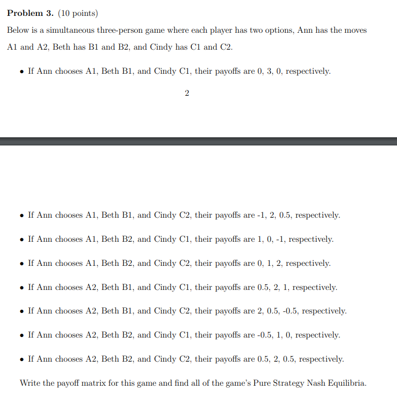 Solved Problem 3. (10 points) Below is a simultaneous | Chegg.com