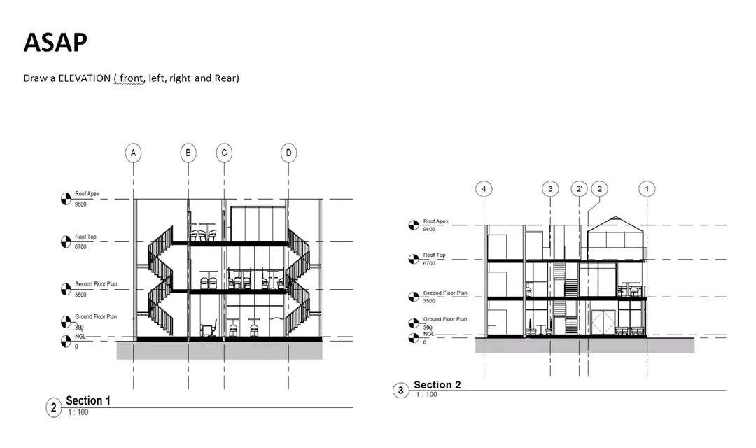 Solved Draw a ELEVATION (front, left, right and Rear) | Chegg.com