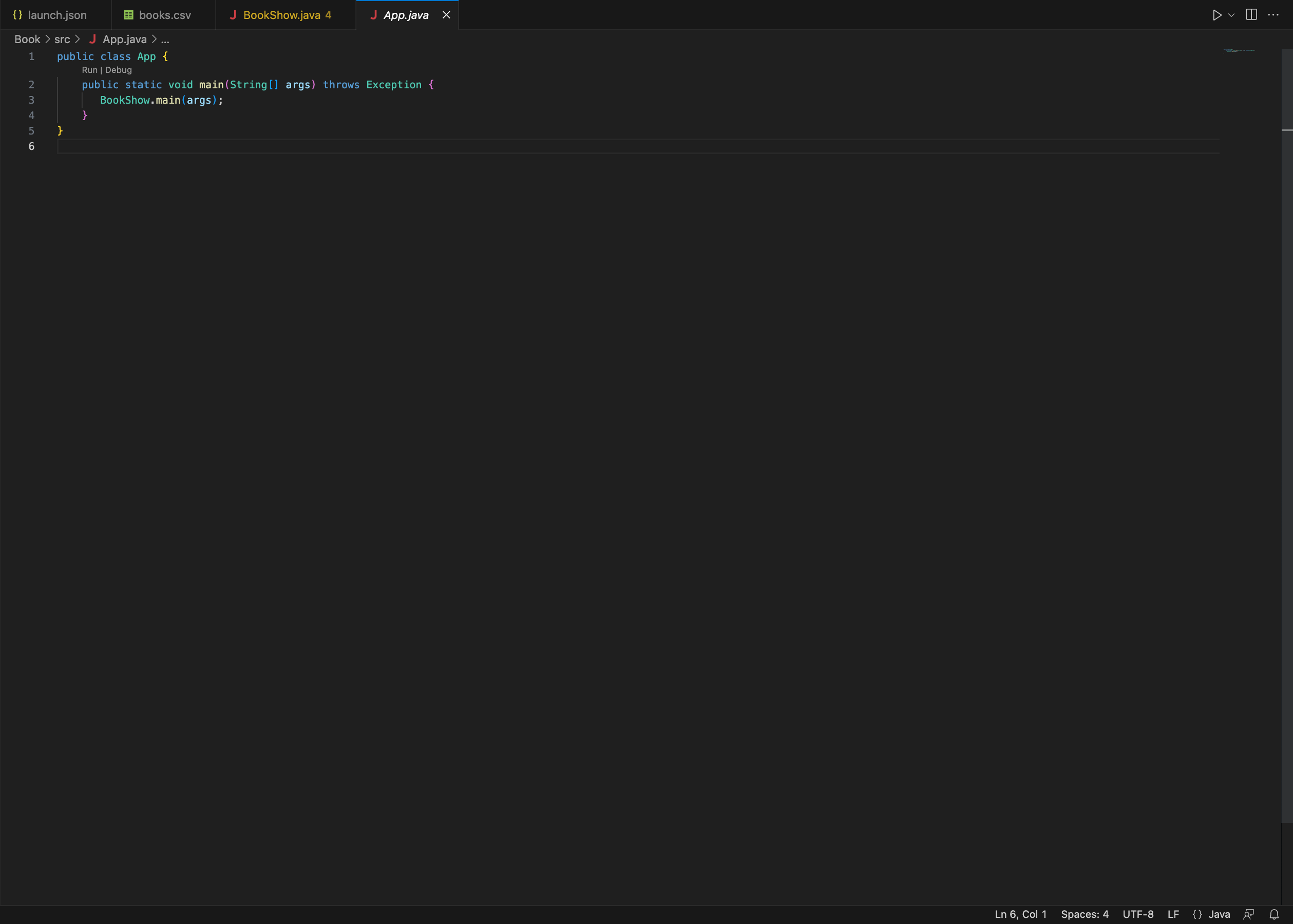 Solved ch.json books.csv J BookShow.java 4× J App.java src > | Chegg.com