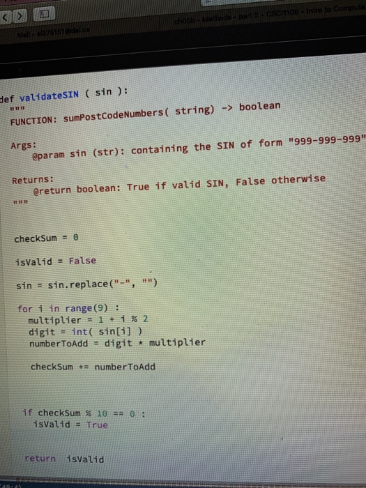 Solved A valid SIN is calculated by multiply odd positioned | Chegg.com