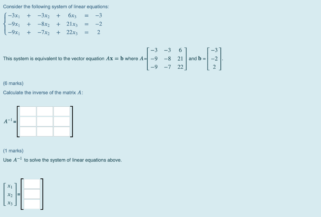 Solved Consider the following system of linear equations: | Chegg.com