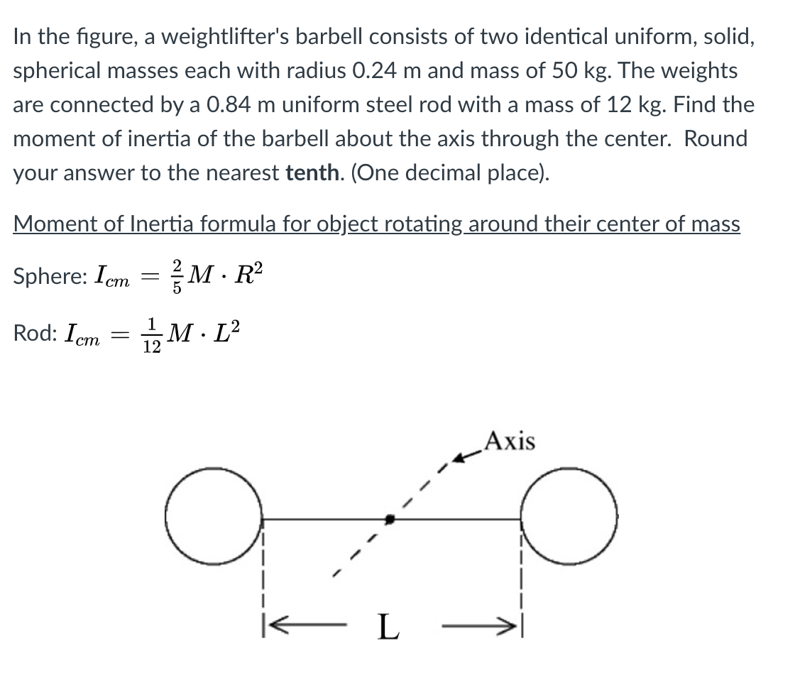 Solved In the figure, a weightlifter's barbell consists of | Chegg.com