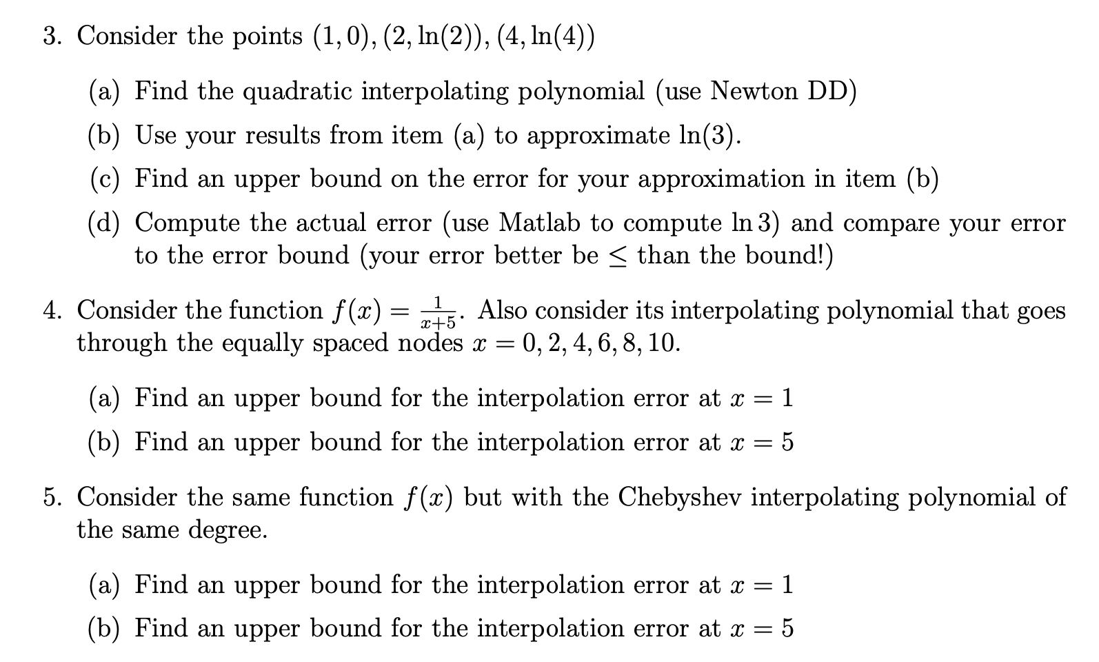 Solved 3. Consider the points (1,0), (2, ln(2)), (4, In(4)) | Chegg.com