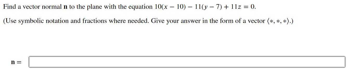 Solved Find a vector normal n to the plane with the equation | Chegg.com