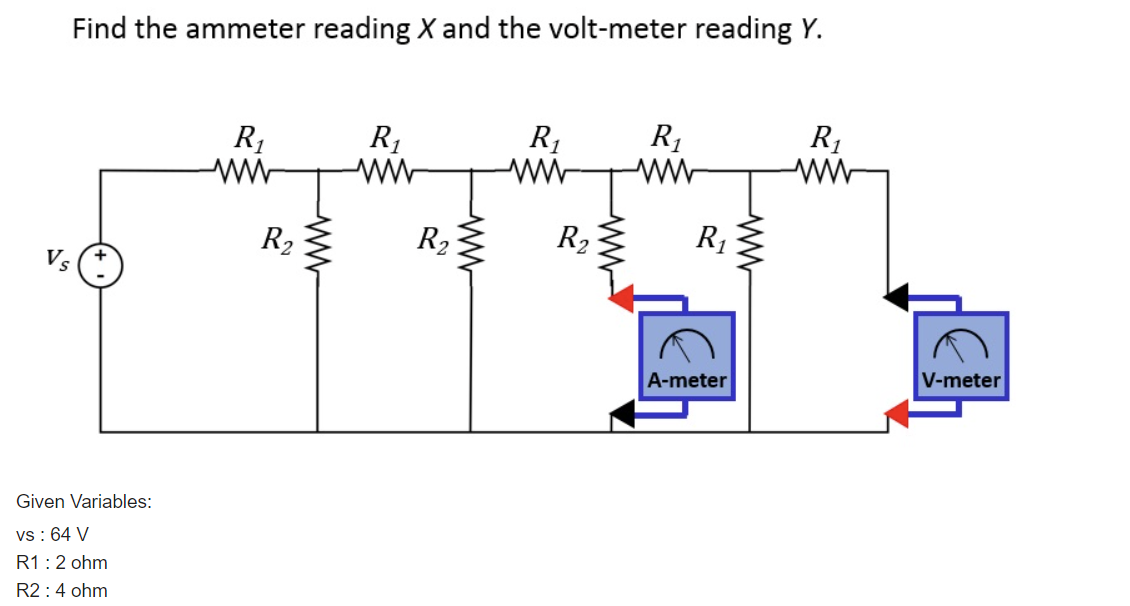 Solved Find the ammeter reading X and the volt-meter reading | Chegg.com