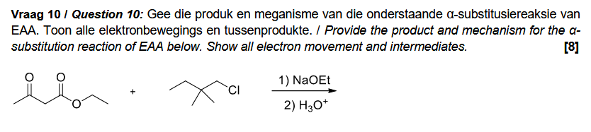 Solved Vraag 10 / Question 10: Gee die produk en meganisme | Chegg.com