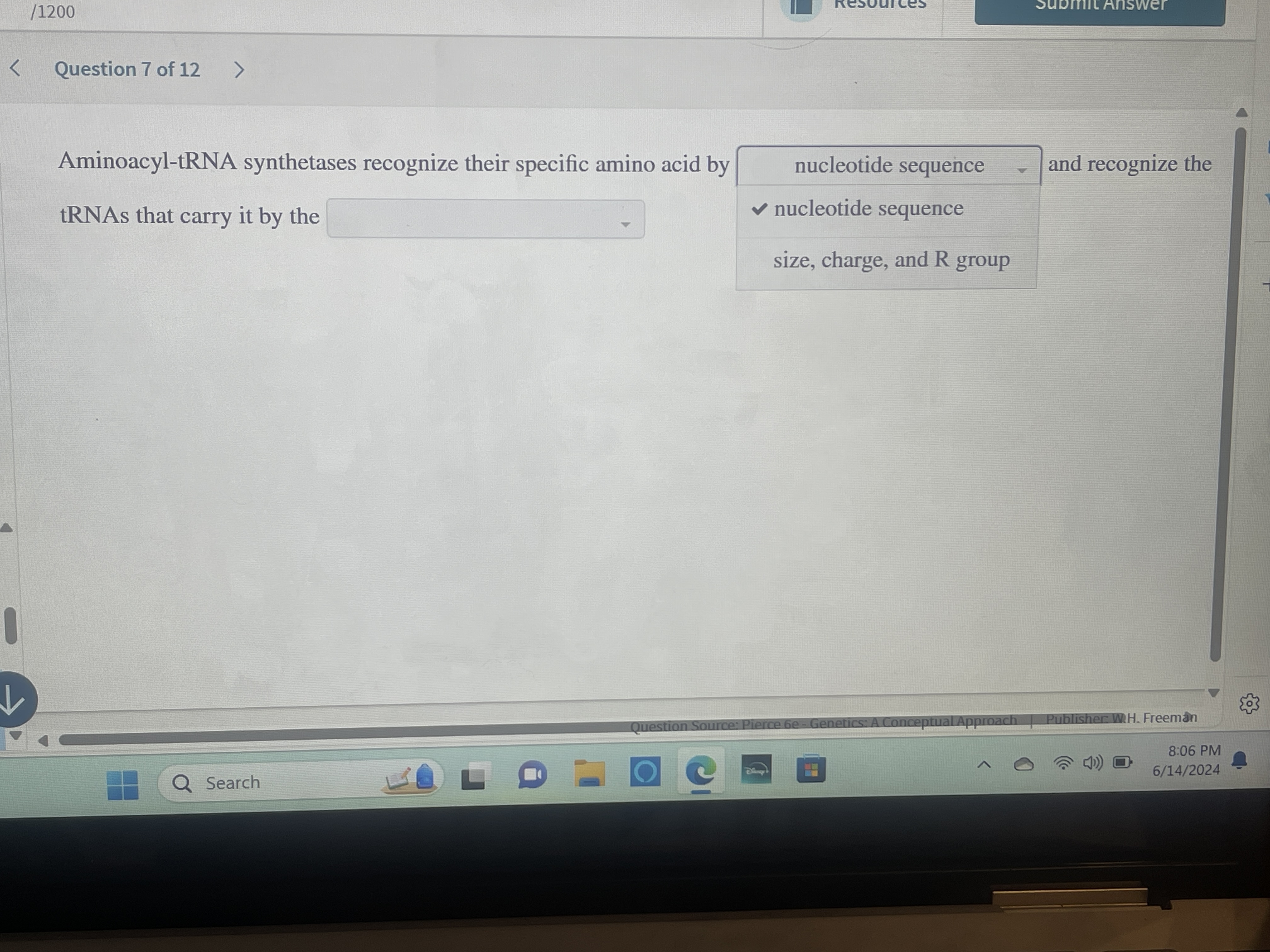 Solved Aminoacyl-tRNA synthetases recognize their specific | Chegg.com