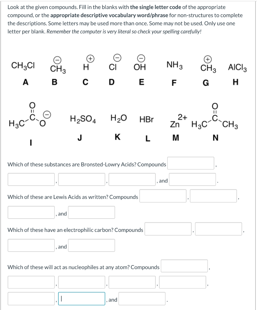 Solved Look at the given compounds. Fill in the blanks with | Chegg.com