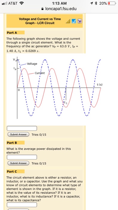 Solved 1:13 AM ? loncapa1.fsu.edu .'ll AT&T? Voltage and | Chegg.com