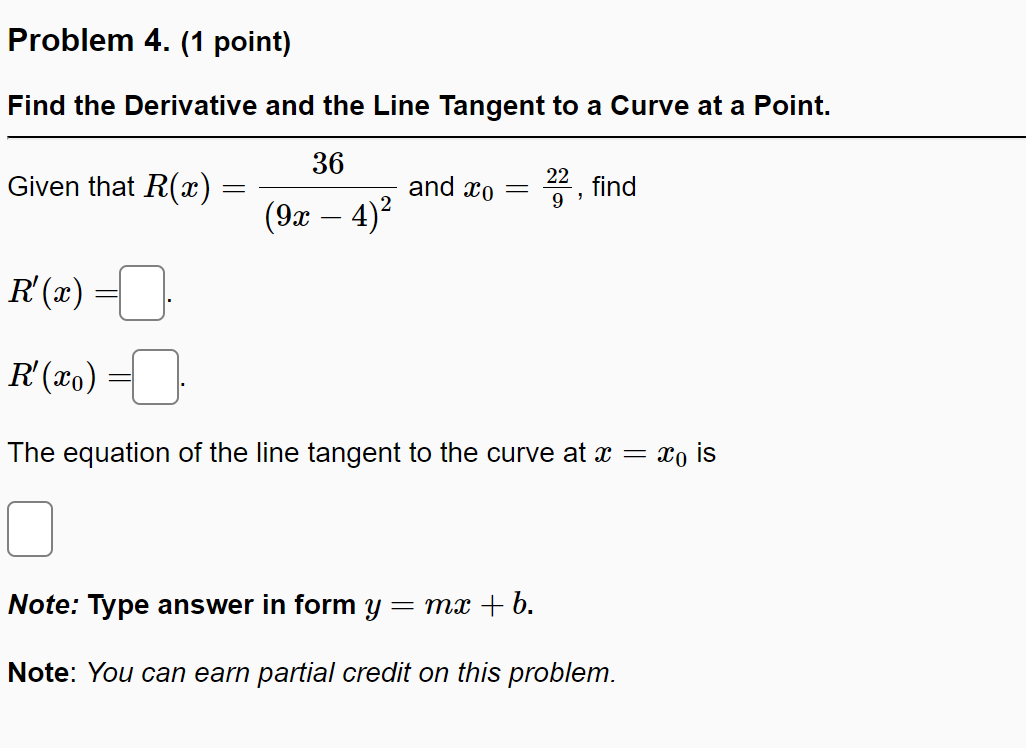 Solved Find the Derivative and the Line Tangent to a Curve | Chegg.com