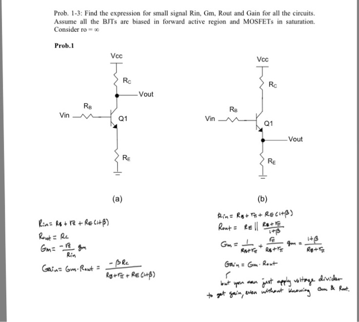 Solved Find the expression for small signal Rin, Gm, Rout | Chegg.com