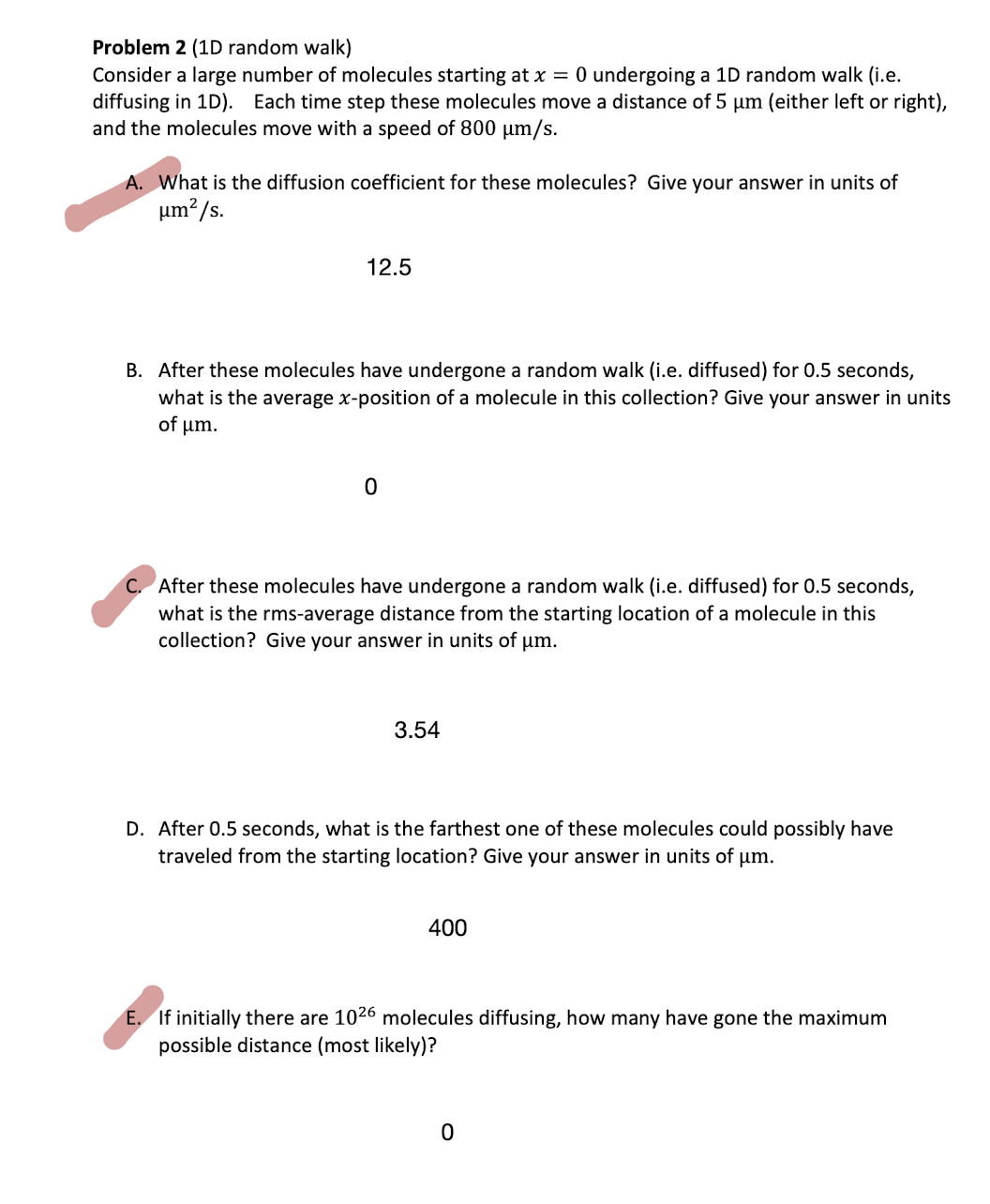 Solved Problem 2 (1D random walk)Consider a large number of | Chegg.com