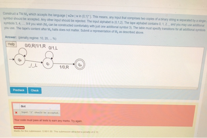 Solved The following questions ask you to construct TMs. | Chegg.com