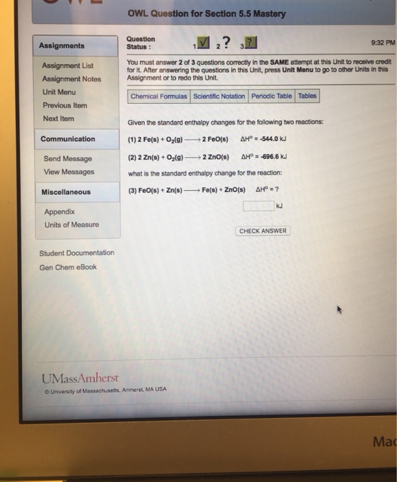Solved Owl Question For Section 5 5 Mastery Question Status