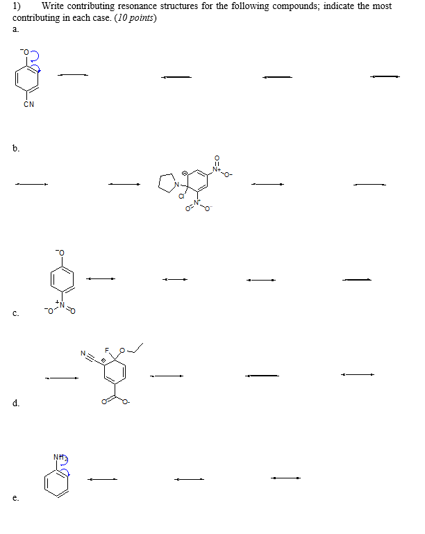 Solved 1) Write contributing resonance structures for the | Chegg.com