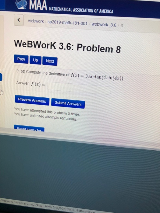 Solved MAA MATHEMATICAL ASSOCIATION OF AMERICA Kwebwork | Chegg.com