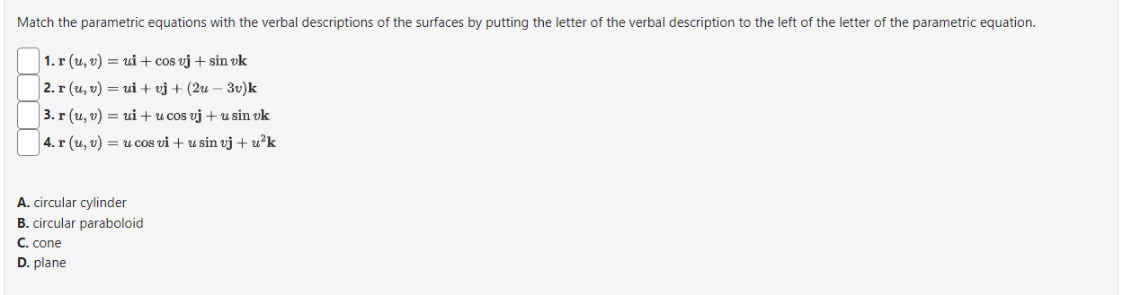 Solved Match the parametric equations with the verbal | Chegg.com