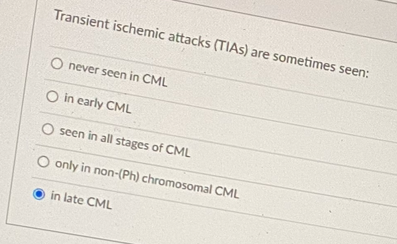 Solved Transient ischemic attacks (TIAs) are sometimes seen: | Chegg.com