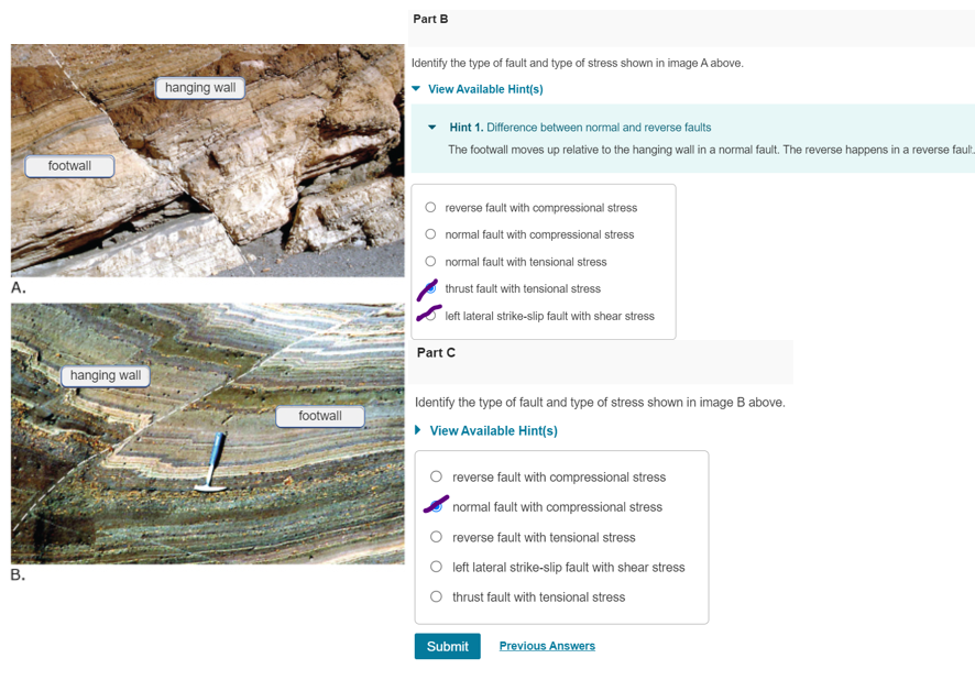 Solved Identify the type of fault and type of stress shown | Chegg.com