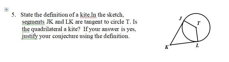 Solved т 5. State the definition of a kite. In the sketch, | Chegg.com
