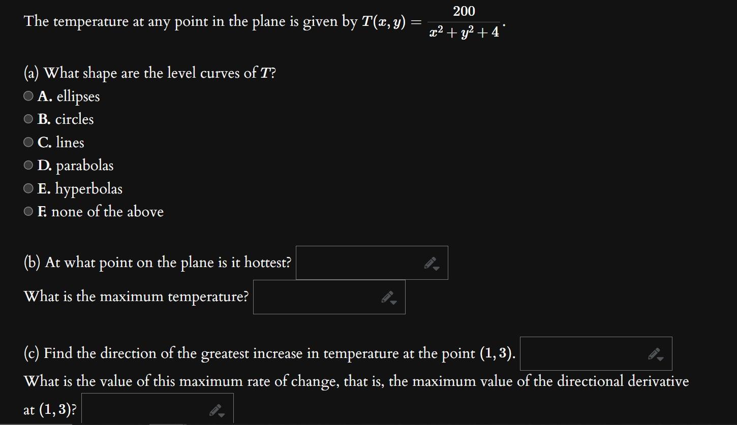 Solved The temperature at any point in the plane is given by | Chegg.com