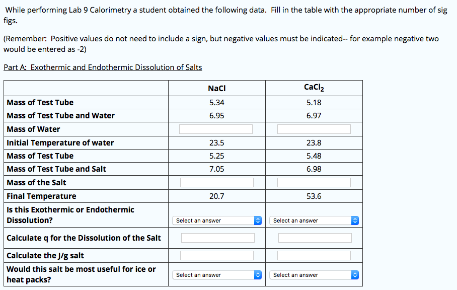 While performing Lab 9 Calorimetry a student obtained | Chegg.com