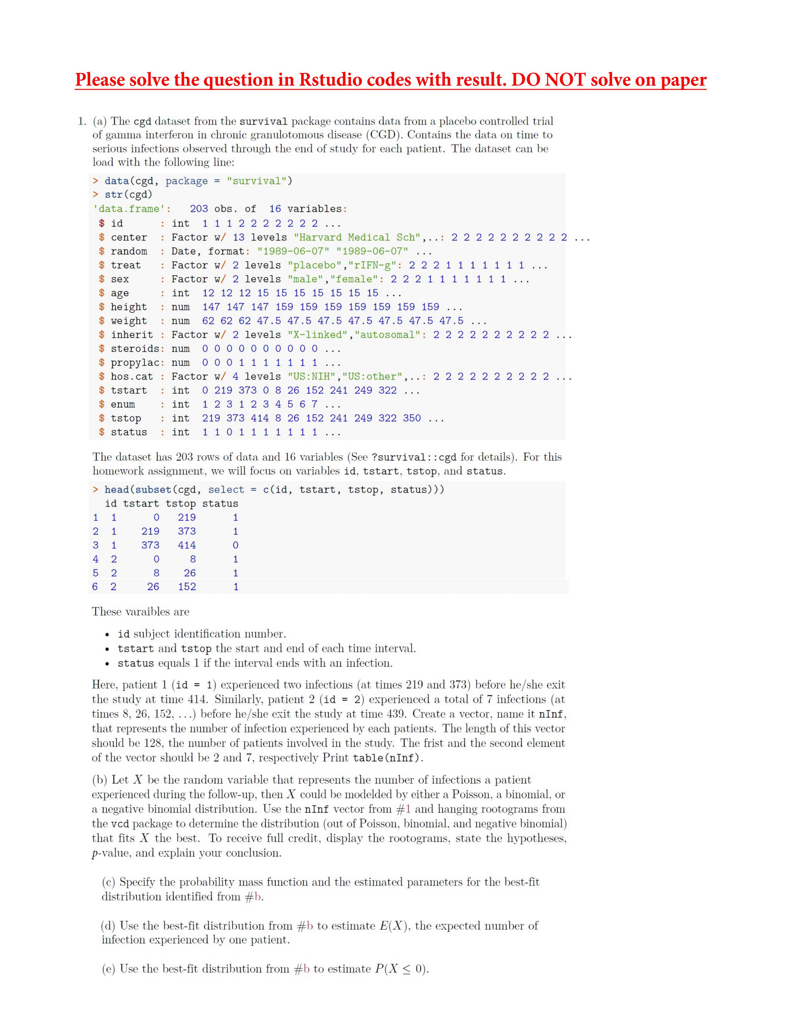 Please solve the question in Rstudio codes with | Chegg.com