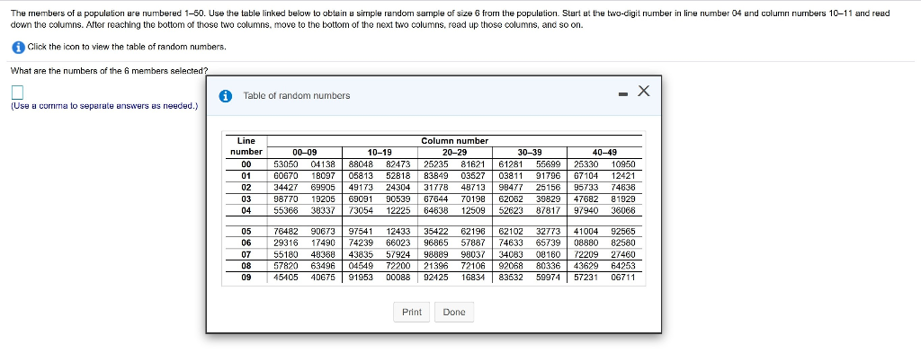 Solved The members of a population are numbered 1-50. Use | Chegg.com