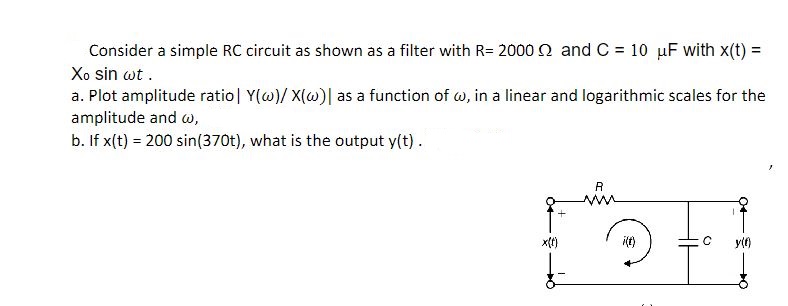 Solved Consider a simple RC circuit as shown as a filter | Chegg.com