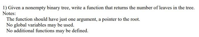 Solved 1 Given A Nonempty Binary Tree Write A Function 