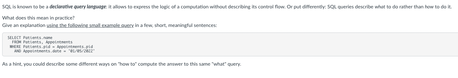 Solved SQL is known to be a declarative query language: it | Chegg.com