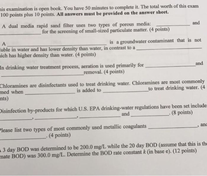 A dual media rapid sand filter uses two types of | Chegg.com