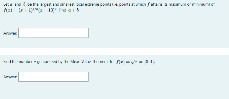 Solved Let a and b be the largest and smallest local extreme | Chegg.com