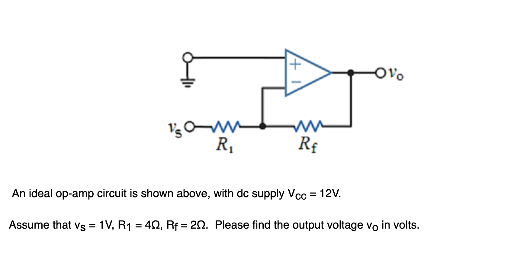 Solved An ideal op-amp circuit is shown above, with dc | Chegg.com