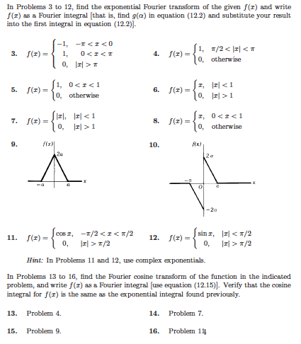 Solved In Problems 3 to 12, find the exponential Fourier | Chegg.com