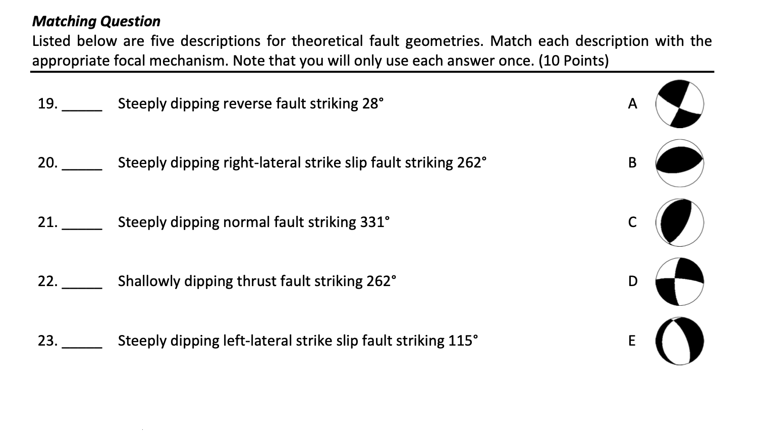Solved Matching QuestionListed below are five descriptions | Chegg.com