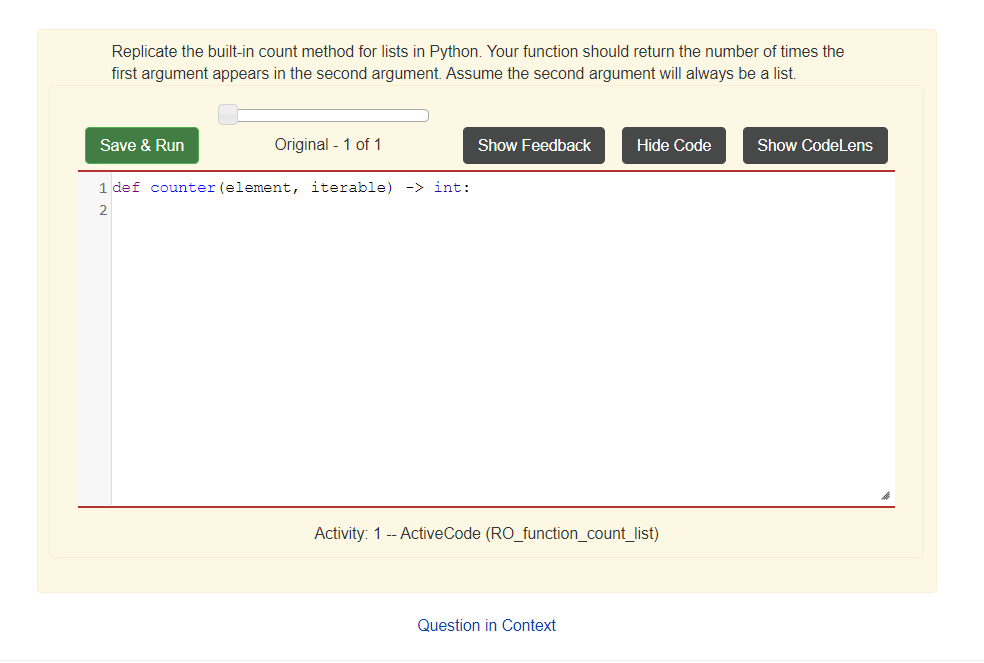 Solved In Python: Replicate the built-in count method for | Chegg.com