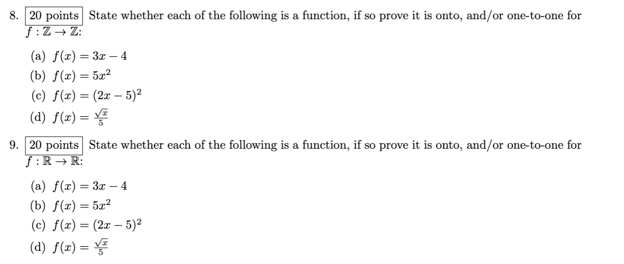 Solved 8. 20 points State whether each of the following is a | Chegg.com