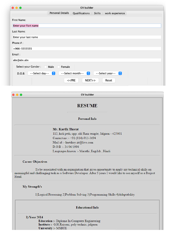 Solved Curriculum Vitae (CV) Builder System In this | Chegg.com