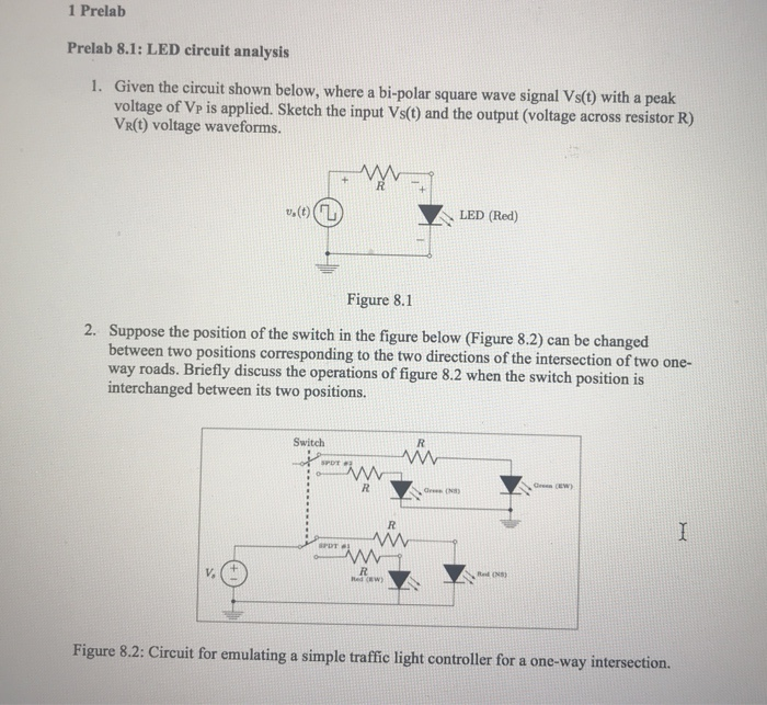 Solved 1 Prelab Prelab 8.1: LED circuit analysis 1. Given | Chegg.com