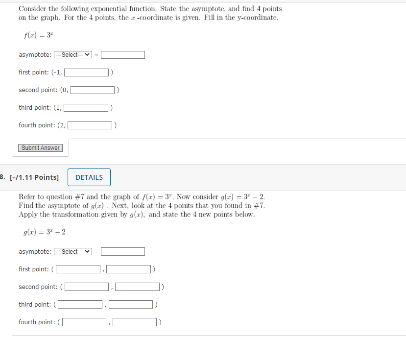 Solved Consider the following exponential function. State | Chegg.com