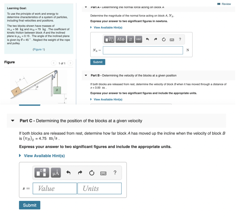 Solved II Review Part A-Determining the normal force acung | Chegg.com